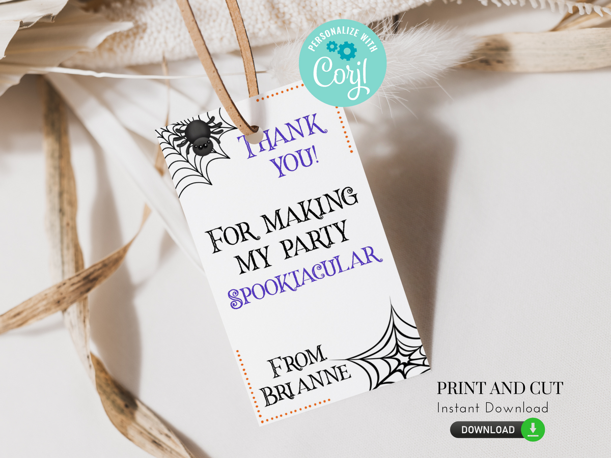 Editable and Printable Spider Favor Tags For Halloween Party – PinkFish ...