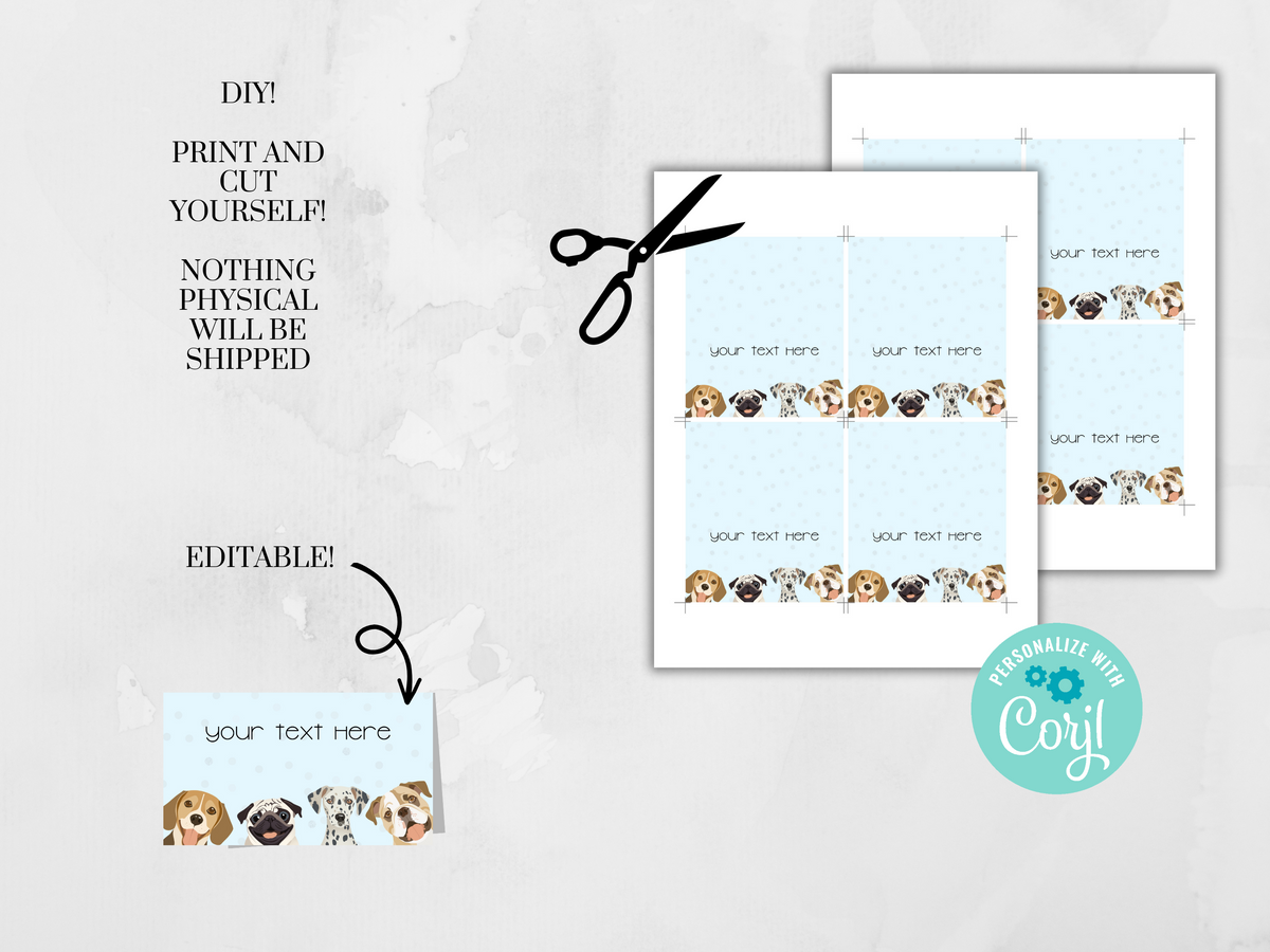 Let's Pawty Dog Printable and Editable Place Cards – PinkFish Shop