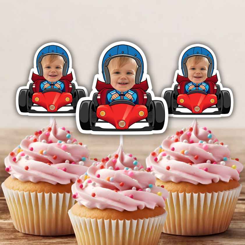Go Kart Cupcake Toppers Personalized with Photo – PinkFish Shop