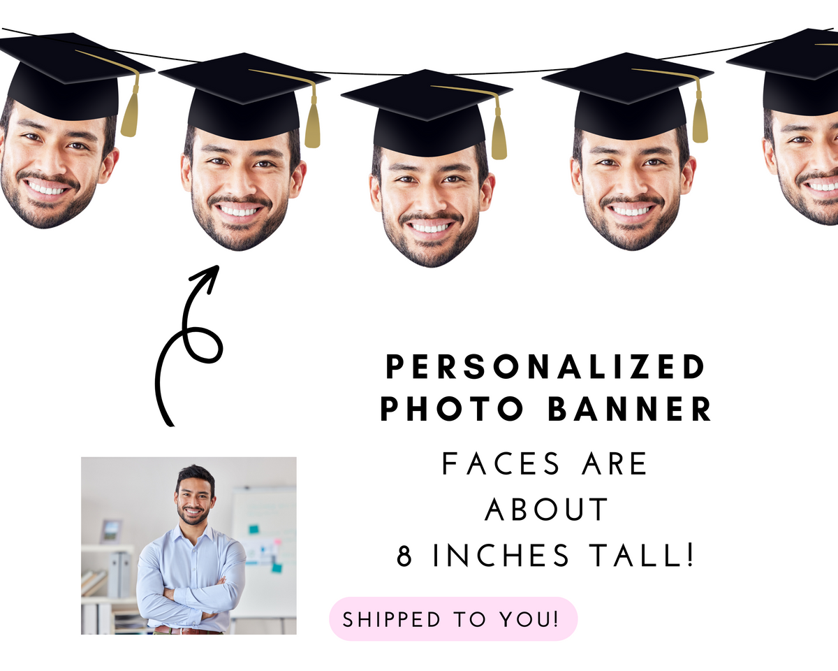Graduation Banner with Face and Cap – PinkFish Shop