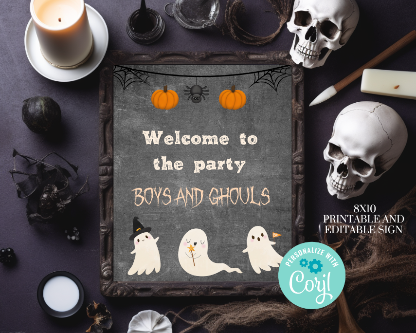 Welcome Boys and Ghouls - Printable and Editable Party Sign - 8"x10 ...